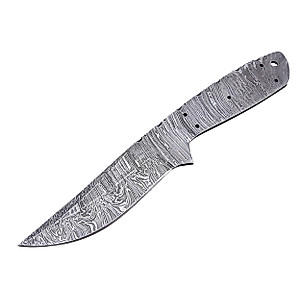 ColdLand 9.25" Damascus Steel Knife Blade Blank with Bolster - Hand Forged Knife Blanks Full Tang Ideal for Knife Making Supplies, Hunting, Fishing, Camping, Outdoor Sports NB24