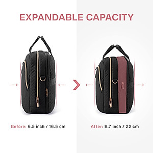 BAGSMART 17.3 Inch Laptop Bag, Large Expandable Briefcase for Women Business Office Travel Computer Bag Shoulder Bag Water Resistant Anti Theft Durable,Black Woven