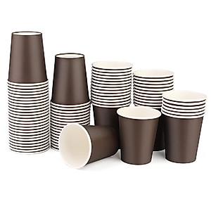 BALDCC 75 Packs of Brown Paper Hot Cups, 8 oz Disposable Paper Cups, Hot Coffee Cups, Beverage Cups, Suitable for Offices, Home Kitchens, Coffee Shops（Brown）