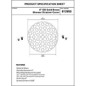 Artiwell 4’’ Shower Strainer Drain Trim Set, Solid Brass Screw-in Shower Strainer Drain Cover, Replacement Strainer Grid by Artiwell, Machine & Self-Tapping Screws Included (Brushed Gold)