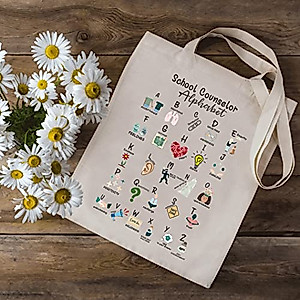 School Counselor Canvas Tote Bag School Counselor Thank You Gift Shopping Bag for School Therapist Gift for Grad (School Counselor Tote)