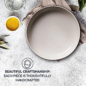 Corelle Stoneware 4-Pc Meal Bowl Set, Handcrafted Artisanal Double Bead Cereal Bowls, Solid Glaze Stoneware, 8-1/2-Inch Pasta Bowl Set, Oatmeal