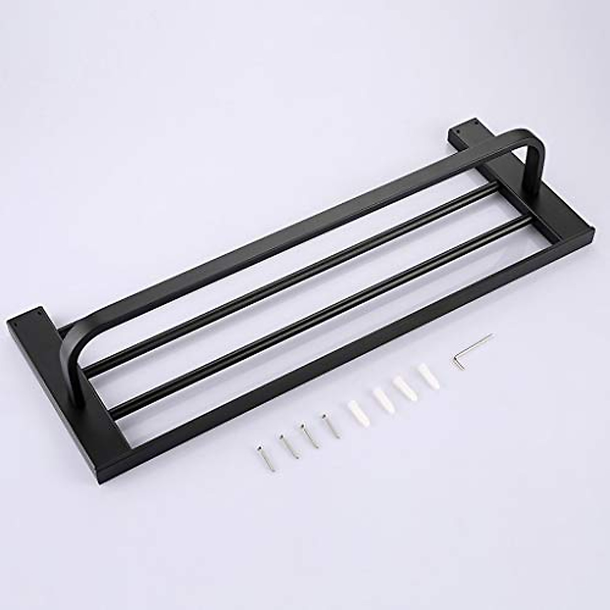 OMOONS Bathroom Shelf, Stainless Steel Towel Rack with Double Towel Shelf, Wall-Mounted Shower Shelf Organizer