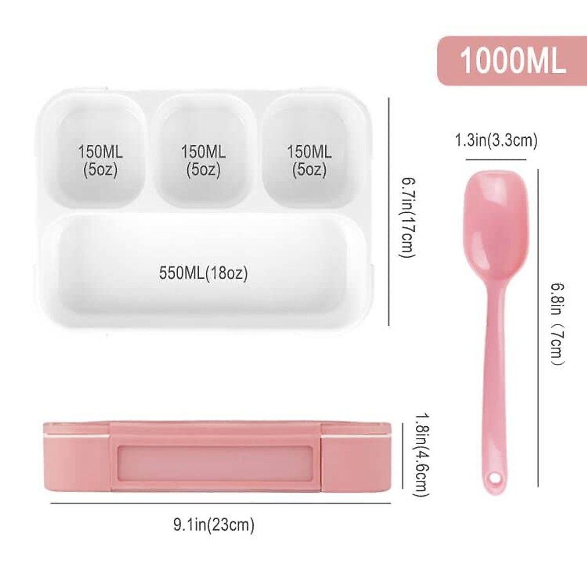 NatraProw Bento Box for Kids, 4 Compartment Kids Lunch Box Leak Proof, Cute Bento Snack Box for Adults and Kids With Utensils, Lunch Containers BPA-Free, Microwave Bento Box (Pink)