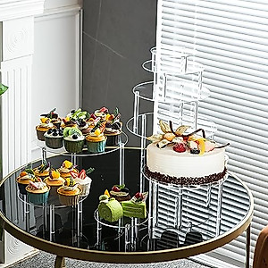 HeiMma 8 pcs Clear Acrylic Cake Stands, Round Cake Cupcake Stand for Dessert Table, Dessert Table Display Set, Buffet Risers for Display for Food, Size: 6” D,8” D,10” D,12” D