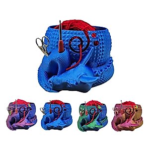 Fantasy Dragon Egg Knitting Yarn Bowl, Crochet Yarn Bowl for Knitting, Yarn Knitting Accessories Storage Box DIY Knitting Crochet Twisted Yarn (Blue)
