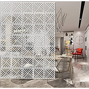 BMIDRUT White Hanging Room Divider,12 Pieces Wood-Plastic DIY Panel Screens Partition Wall Dividers Room Decoration with All Accessories 11.4x11.4 Inch