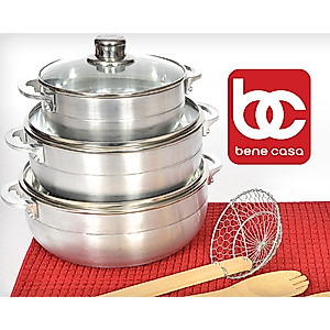 Bene Casa - Non-stick Thermal Rice Cooker with Steamer Tray (11.5" x 12") - Features a Cool-touch Exterior and an Auto Shut-off Feature - Dishwasher Safe Inner Pot