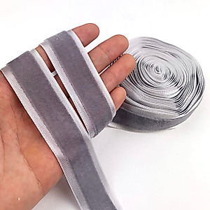 Heyiwell 5Yard Grey Single Face Velvet Ribbon Edge Wired Wrapping,Hair Bows,DIY Crafts 25mm(1" Inch)