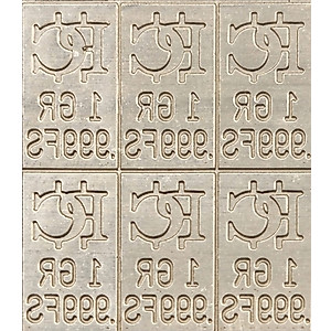 6 One Grain Pure Silver Bars .999 Fine Silver