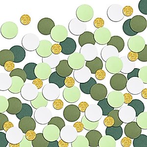 Green Paper Confetti Glitter Golden Greenery Scatter Table Decoration Surprise Craft Supplies Birthday Party Bridal Baby Shower Girls Party Wedding Gift Circle Dots Decor 100 Pcs