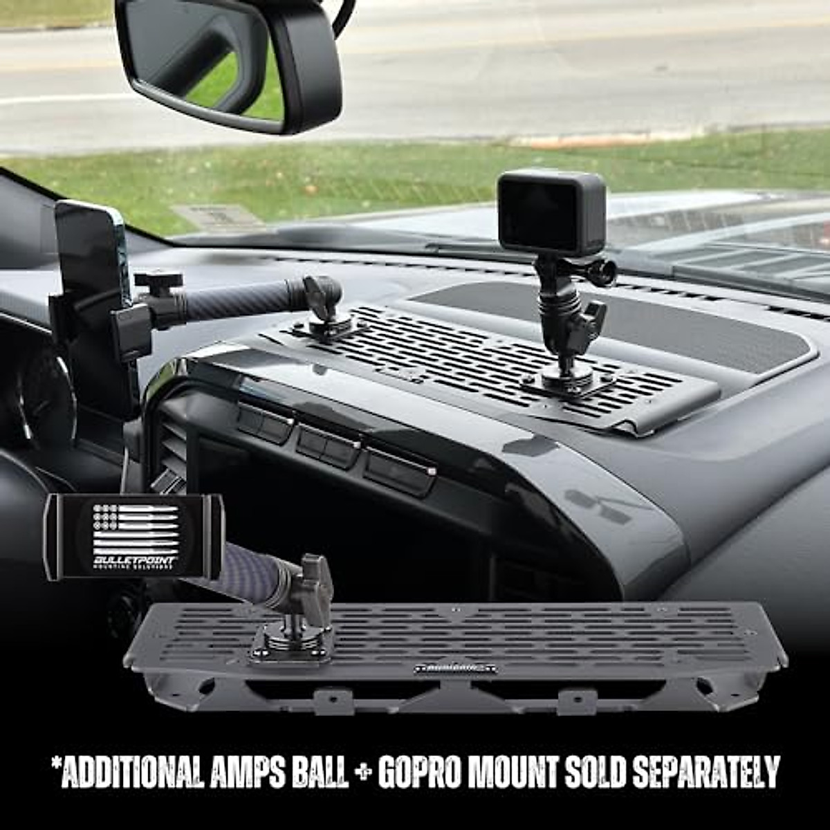 Bulletpoint RubiGrid Metal Dash Mount Phone Holder & Action Camera Mount Compatible with 2021-2024 Ford F-150 and Ford Raptor