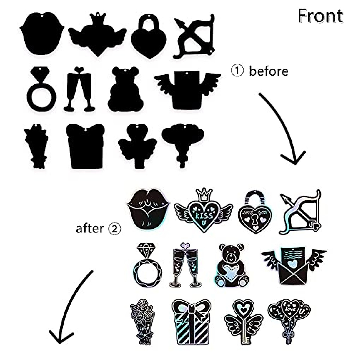 Mocossmy Valentine's Day Heart Magic Scratch Art for Kids,12 PCS Bear Rose Ring Lip Heart Present Rainbow Double Sided Scratch Paper Art Crafts for Kids Boys Girls Birthday Gifts Party Supplies Games