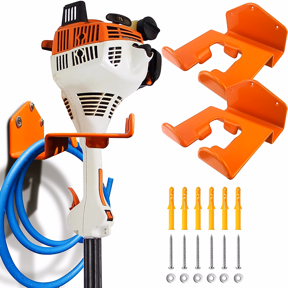 OSROENE Weedeater Hanger, 2 Pack Weed Eater Hanger for Garage Wall, Heavy Duty Weed Wacker Hooks for Garage, Garage Organization Garage Storage Shed Organizer Mounted Grass Trimmer Rack