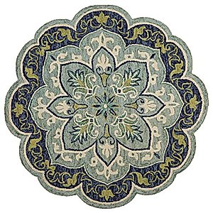 LR Home Dazzle Area Rug, 4' Round, Teal