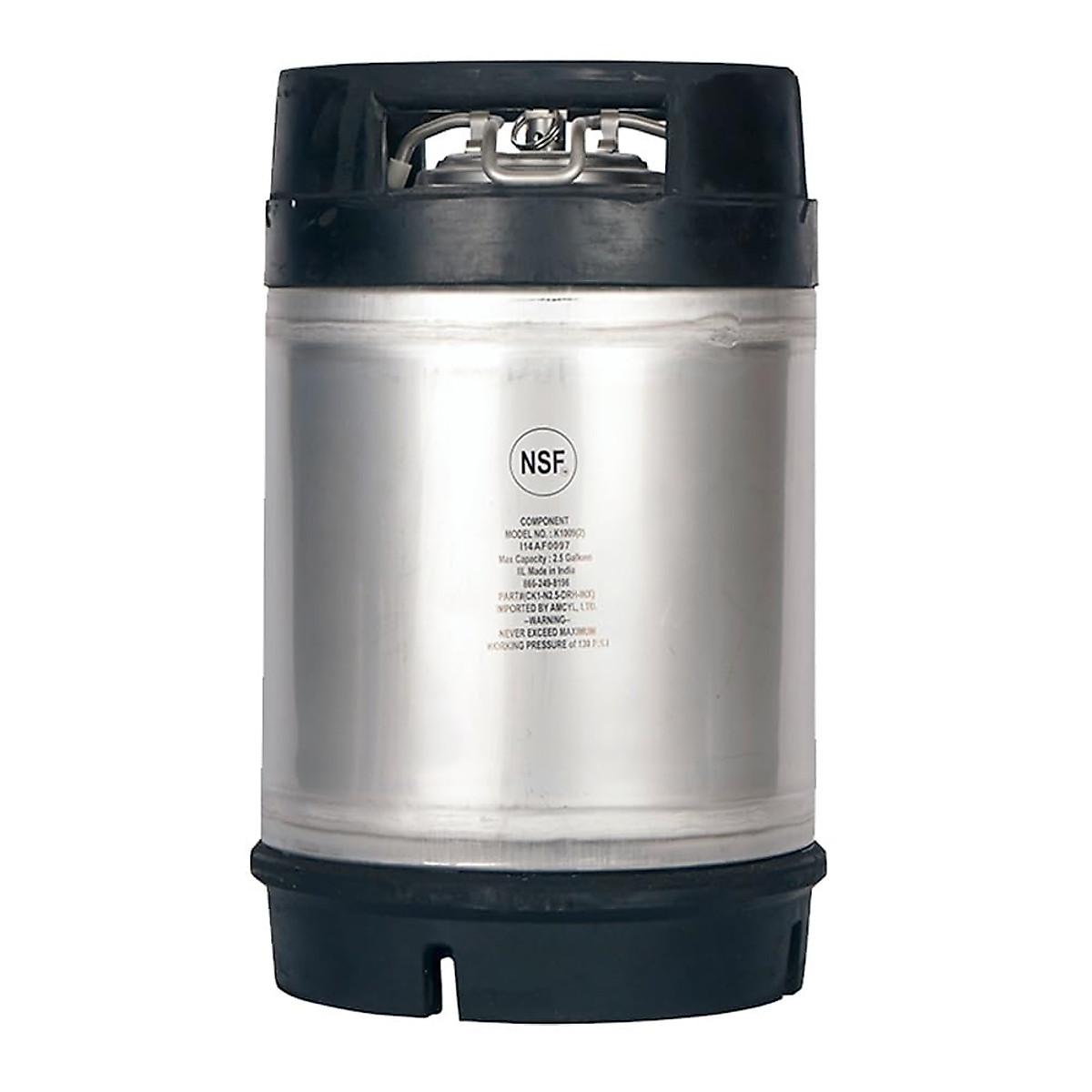 AMCYL New 2.5 Gallon Ball Lock Keg with Dual Rubber Handle