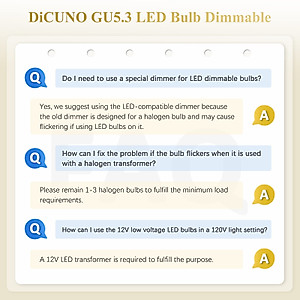 DiCUNO MR16 LED Bulbs Dimmable 50W Halogen Replacement 2700K Warm White, GU5.3 Bi-Pin Base Glass Cover 120 Degree Beam Angle 12V 5W 500 Lumens, Landscape Spotlight Track Recessed Lighting, 10 Packs