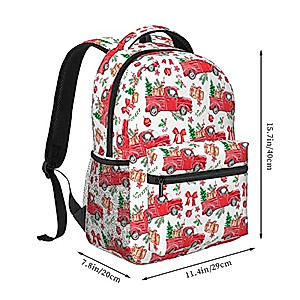 BoeHiop Christmas Red Truck Fir Tree Candy Cane Lightweight Laptop Backpack for Women Men College Bookbag Casual Daypack Travel Bag