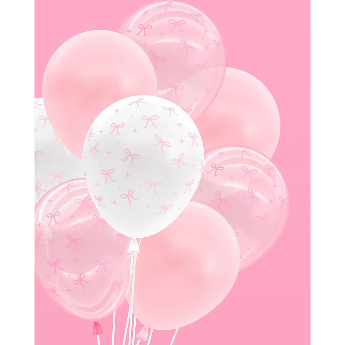 xo, Fetti Party Decorations Pink Latex Bow Balloons - 24 pk, 12" | Bachelorette Decorations, Bow Theme Birthday Party, Bridal Engagement Decor, Coquette Cute Supplies