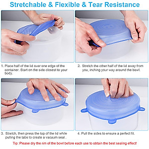 Reusable Premium Silicone Stretch and Seal Lids 14PCS for Food Storage, Flexible Round Silicone Bowl Covers, 7 Different Sizes - Keep Food Fresh, by YXYL