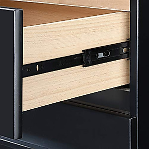 Finch Belmont Fully Assembled Nightstand Modern Mirrored Accent, Bedside End Table with Silver Handles, 3-Drawer, Black