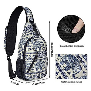 N NEVO RHINO Sling Backpack Multipurpose Crossbody Bag Sling Bag Daypack for Travel Hiking Sports (Lucky Elephant6)