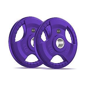 SPART Color Weight Plate 2-Inch Rubber Coated Olympic Grip Plate for Barbell,Solid Cast Iron Weight Plates in Pairs or Single for Strength Training,Weightlifting,Crossfit,Home Gym, 5LB, Pair