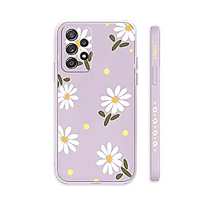 Sunswim for Galaxy A53 5G Case Cute Flowers Daisy Pattern Full Camera Lens Protection Shockproof TPU Bumper Liquid Silicone Protective Cover Phone Cases for Samsung Galaxy A53 5G 6.5" 2022-Purple