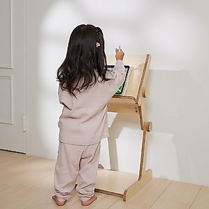 Comme Moi Wooden Kids' Book Stand and Adjustable Table - Baby Desk for 1 Year Old - Foldable Weaning and Dinner Table, Small Dining Table for Toddlers - Multi-Functional Easel (Made in Korea)