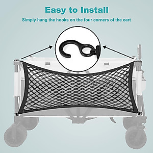 Raynesys Heavy Duty Wagon Cargo Net, Double-Layer Wagon Accessories for Beach Wagons Carts, Elastic Storage Organizer Net with Hook, 31.5in x 14.5in, 2 Pack