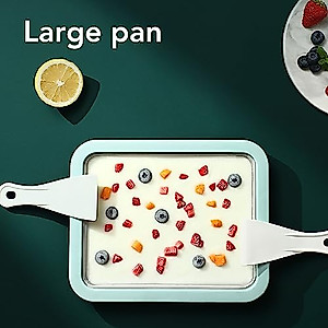 Instant Ice Cream Maker, Rolled Ice Cream Maker, Stainless Steel Cold Pan Plate Homemade DIY Serve with 2 Spatula for Ice Cream Slushies Yogurt