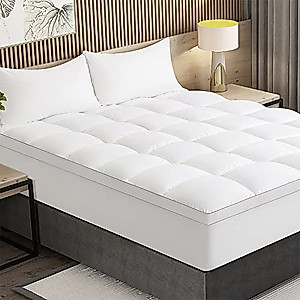 LIANLAM Mattress Topper for Back Pain Relief, Soft Mattress Protector Cover with 8"-21" Deep Pocket (White, King)
