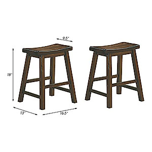 Lexicon Victoria Saddle Wood Dining Stools (Set of 2), 17.5" SH, Distressed Cherry
