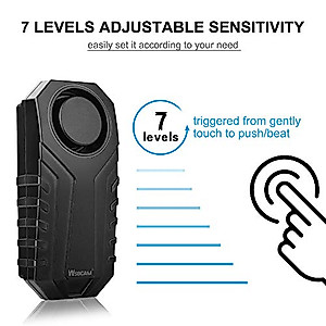 wsdcam 113dB Bike Alarm Wireless Vibration Motion Sensor Waterproof Motorcycle Alarm with Remote
