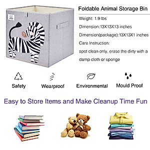 CLCROBD Foldable Animal Cube Storage Bins Fabric Toy Box/Chest/Organizer for Toddler/Kids Nursery, Playroom, 13 inch (Zebra)