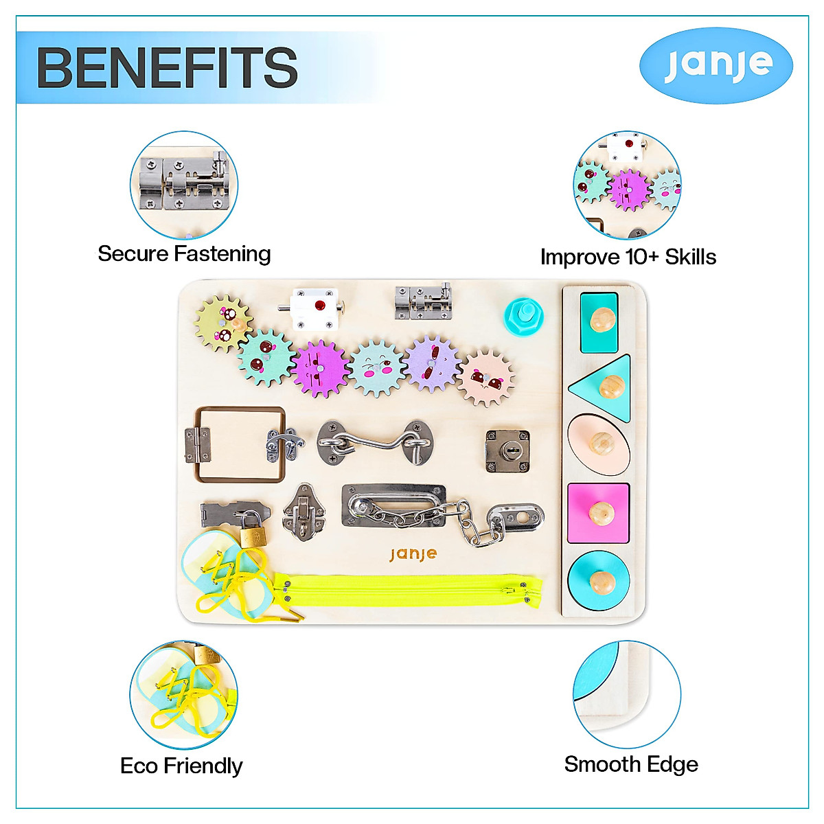 Janje Wooden Montessori Toddler Busy Board