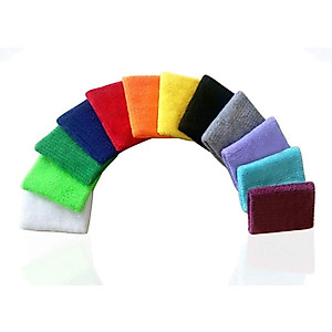 WOIWO 12 PCS Color Cotton Sweat Absorbent Sports Towel Wristband Basketball Badminton Fitness Cycling Knitted Wristband Cotton Wristband