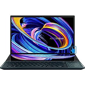 ASUS Zenbook Pro Duo 15 OLED Home & Business Laptop (Intel i9-12900H 14-Core, 32GB LPDDR5 4800MHz RAM, 1TB SSD, GeForce RTX 3060, 15.6" 60Hz Touch 4K Ultra HD (3840x2160), Win 11 Pro) (Renewed)