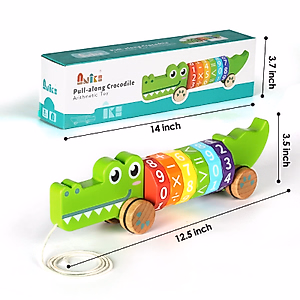 ANIKI Wooden Montessori Toys for Kids,Toddler Number Learning Toys,Preschool Math Games Classroom Activities,Fine Motor Toys,Preschool Boys Girls Gifts(Math Alligator)