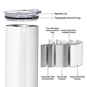 AGH 20 oz Glow in the Dark Sublimation Tumblers | UV Color Changing Sublimation Tumblers | Stainless Steel Vacuum Insulated Straight Skinny Tumblers with Lids and Straws | White to 6 Colors | 6 Pack