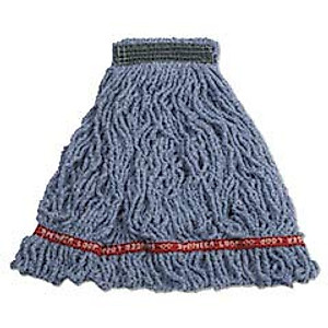 RUBBERMAID COMMERCIAL PROD. Swinger Loop Shrinkless Mop Heads, Cotton/synthetic, Blue, Medium, 6/carton