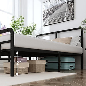 HOBINCHE King Size Metal Bed Frame with Headboard and Footboard, 14 Inch Black Heavy Duty Mattress Foundation with Steel Slat Support, No Box Spring Needed, Noise Free