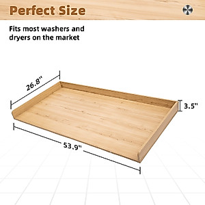 Display Riser Washer Dryer Countertop, Laundry Room Countertop with Storage Shelf, Wood Washer and Dryer Countertop, Burlywood