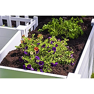 Vita Classic 6 Foot x 6 Foot x 22 inch White Vinyl Keyhole Garden with Composting Basket, BPA, Pthalate Free, VT17107