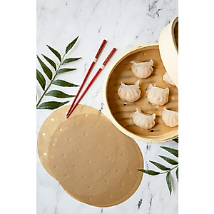 KITCHENATICS Round Unbleached Air Fryer Liners Disposable, Parchment Paper Air Fryer Liner, Oil-Proof, Water-Proof, Paper Liners for Air fryer Basket, Baking, Oven, Microwave, Steamer 8 Inch 150 Pcs