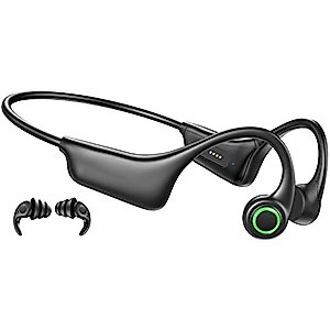 Bone Conduction Headphones, Open Ear Bone Conduction Headphones with Mic, Bluetooth Headphones 5.0 with Smart Breathing Light for Sports Running Fitness