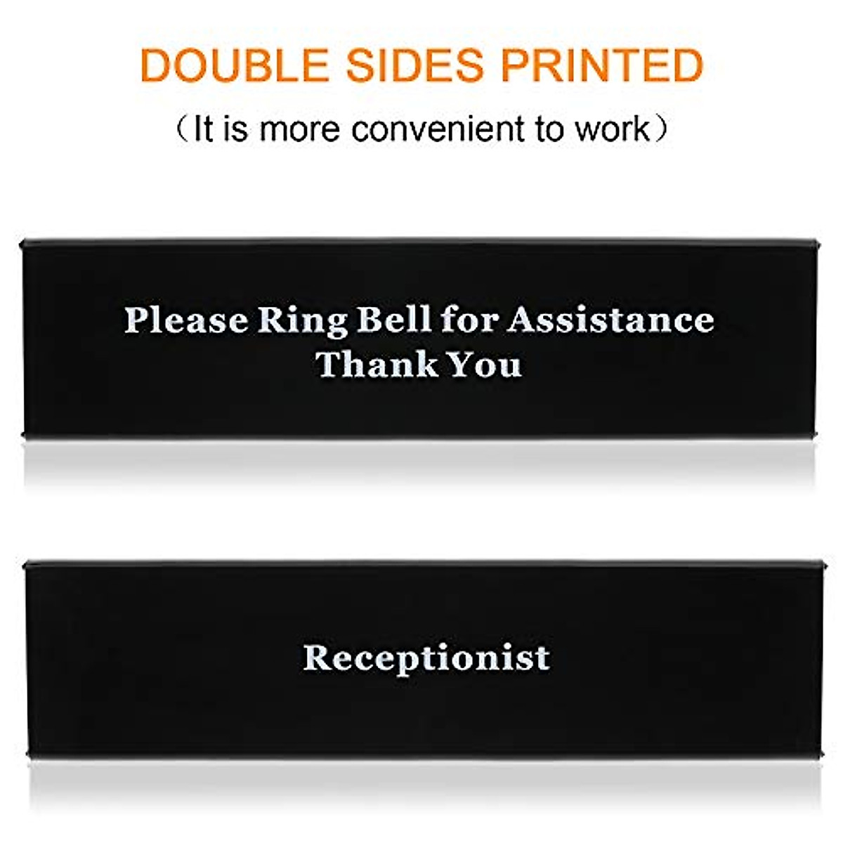 Boao Desk Service Dinner Bell Metal Construction Call Bell and Double Side No Receptionist Sign Please Ring Bell Sign for Service Assistance for Hotel School Restaurant Reception Area (sliver Bell)