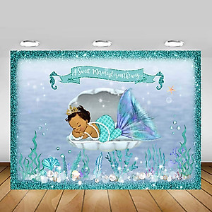 Mocsicka Mermaid Baby Shower Backdrop Under Sea Mermaid Photography Background 7x5ft Vinyl Little Mermaid Baby Shower Party Banner Backdrops