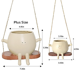 UMESONG Plus Size Swing Face Planter Pot Hanging Head Planter for Indoor Outdoor Plant for String of Pearls Plant Live Resin Flower Pots Gift Ideas for Mother and Teacher Appreciation Christmas
