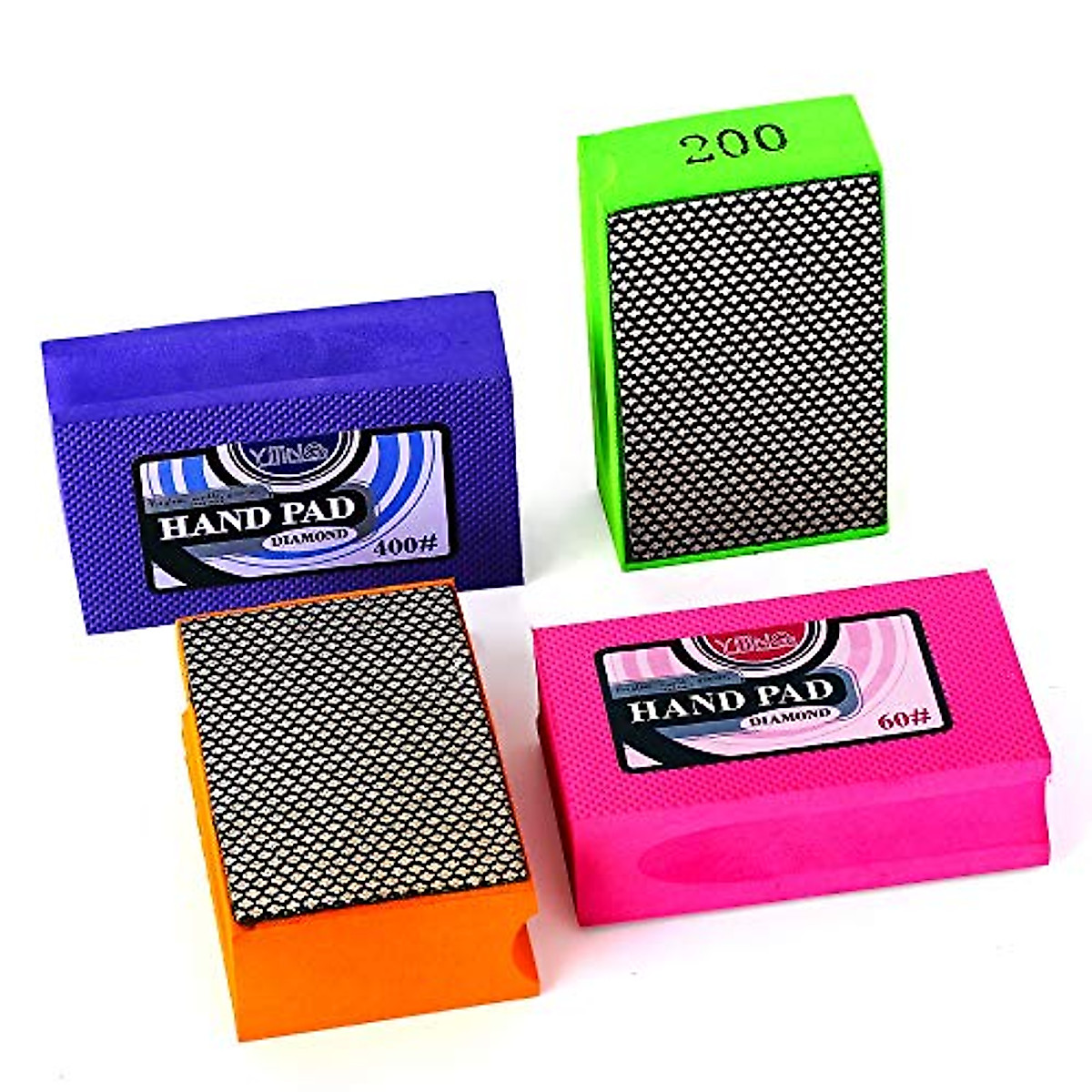 4Pcs/Set YIJING Diamond Hand Polishing Pads Diamond Sanding Hand Pads for Stone Glass (A SET-4pcs)